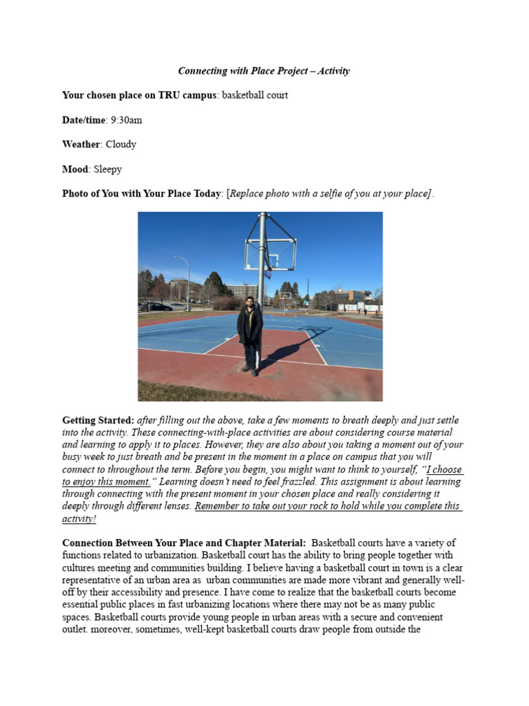 Connecting With Place Activities Template 2 | PDF