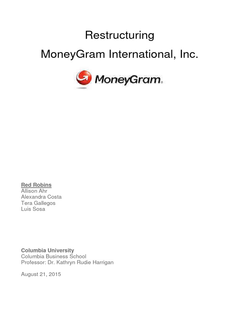 Paper - Restructuring MoneyGram Intl - Columbia | PDF | Cheque | Valuation (Finance)