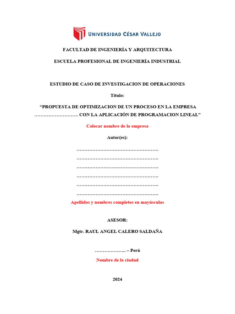 Formato Del Trabajo de Aplicacion-Invope-Informe Final | PDF | Programación lineal | Business