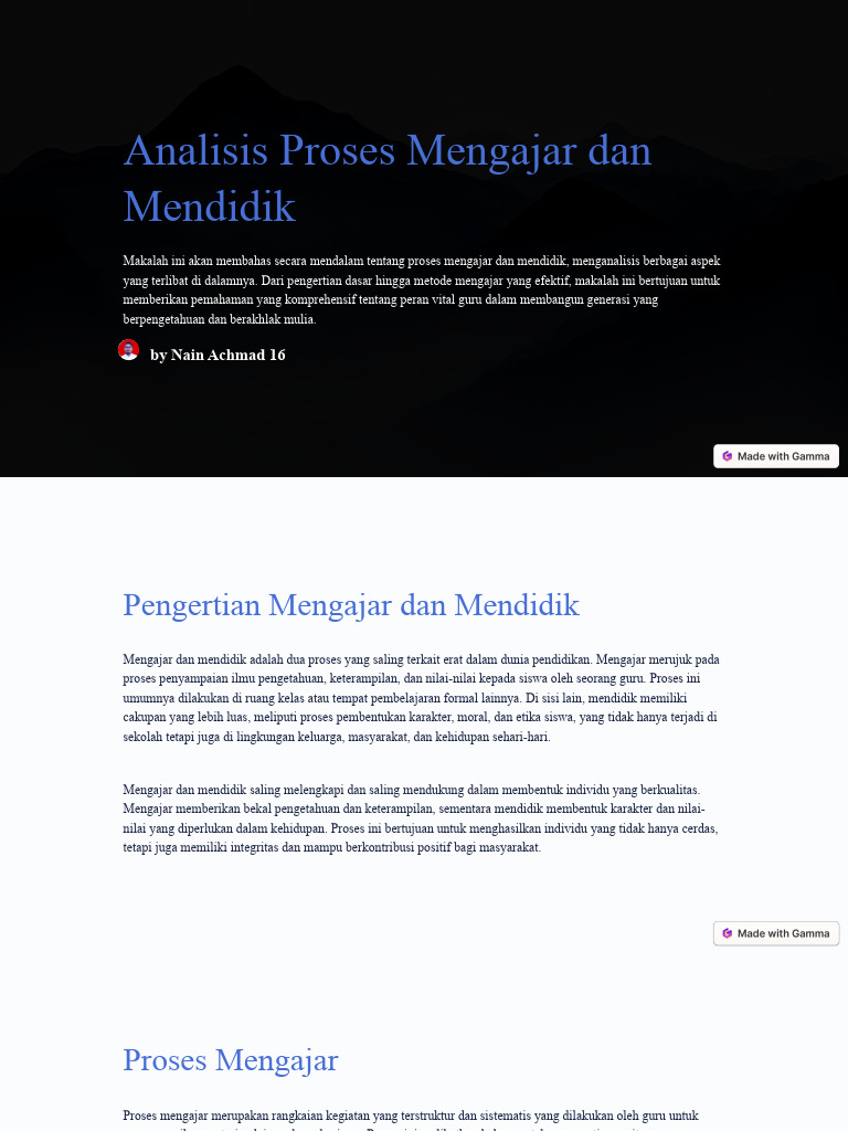 Analisis Proses Mengajar Dan Mendidik | PDF