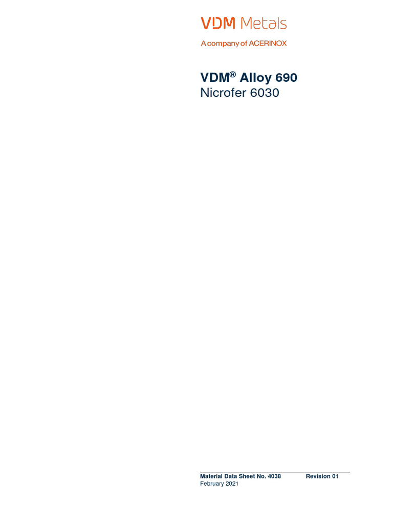 Data Sheet VDM Alloy 690 | PDF | Construction | Welding