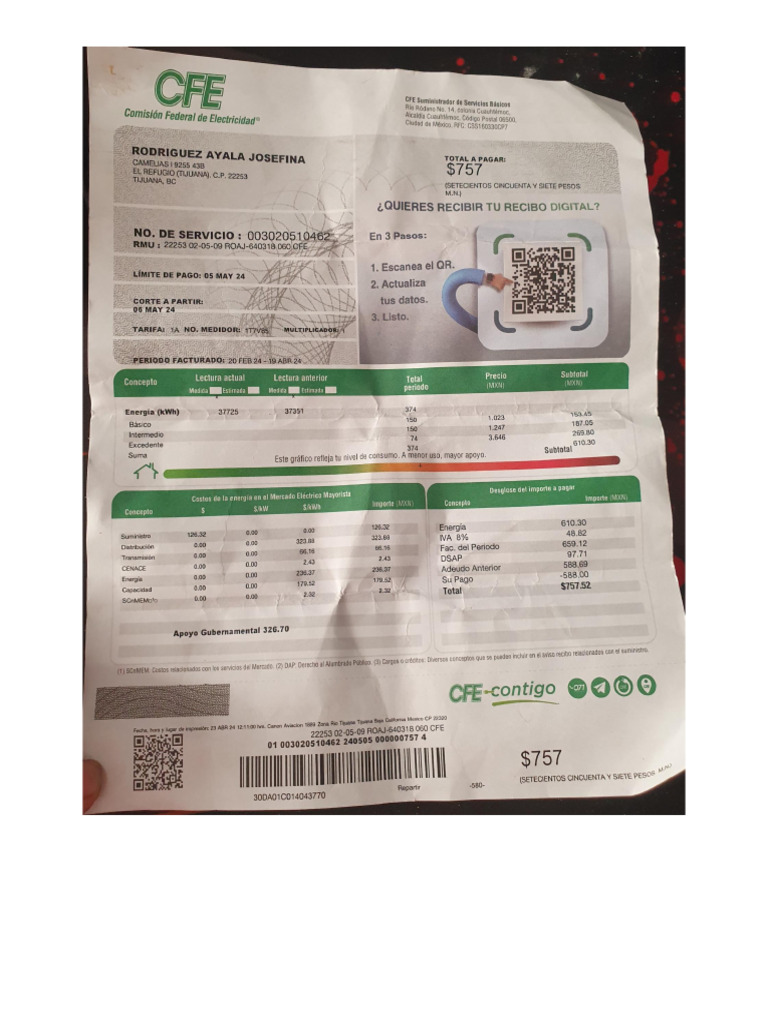 Comprobante de Domicilio Cfe | PDF