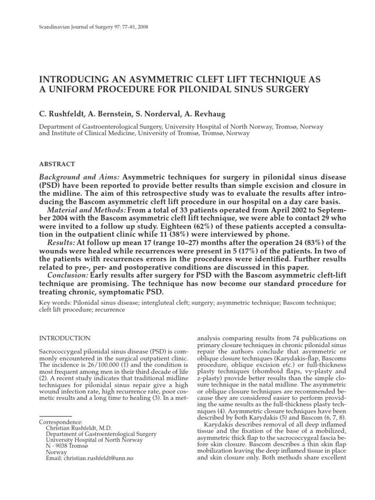 Rushfeldt Et Al 2008 Introducing An Asymmetric Cleft Lift Technique As ...