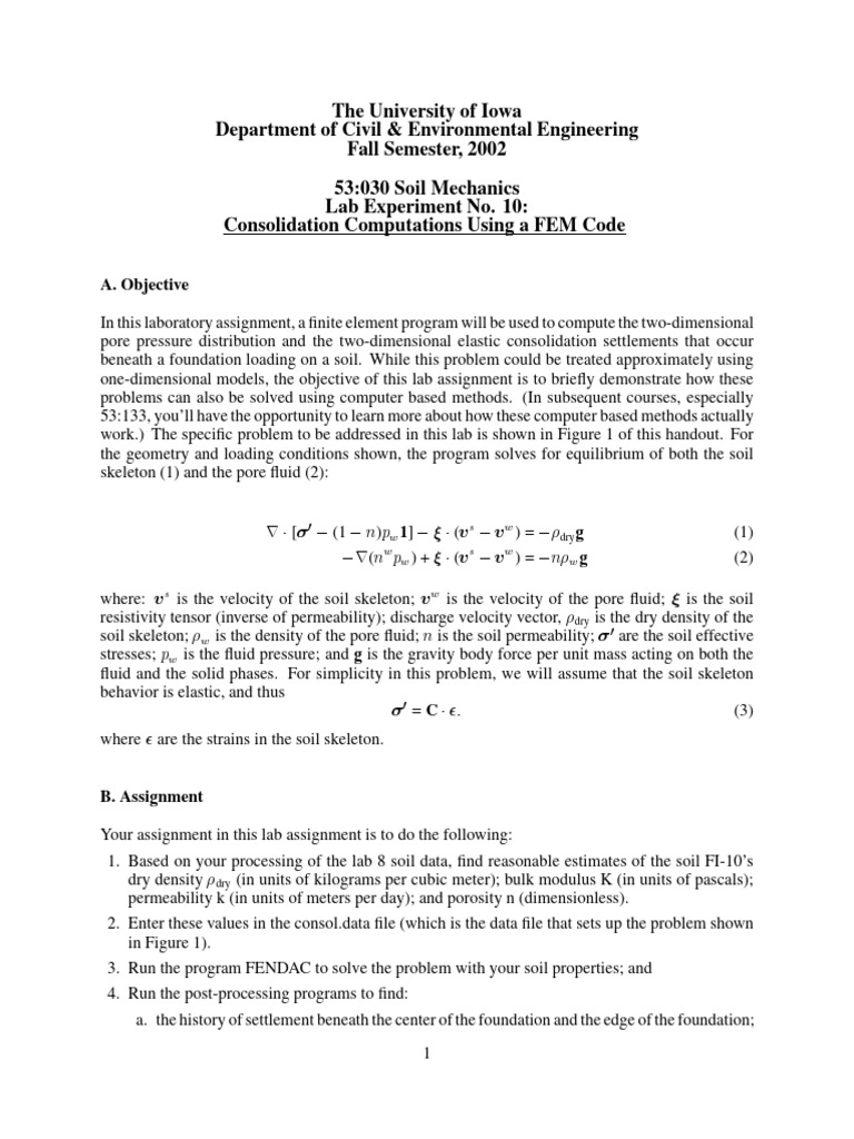 Lab Cons. FEM | PDF | Finite Element Method | Soil Mechanics