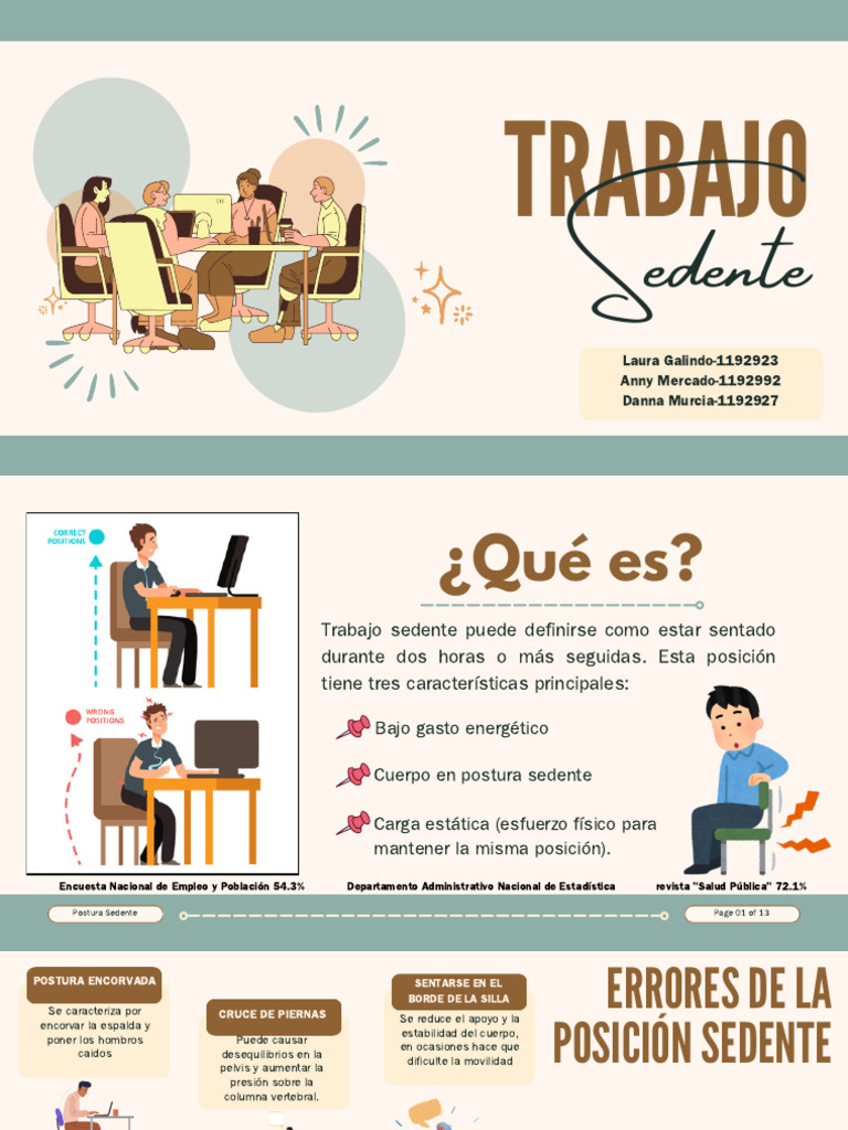 Trabajo Sedente | PDF | Factores humanos y ergonomía