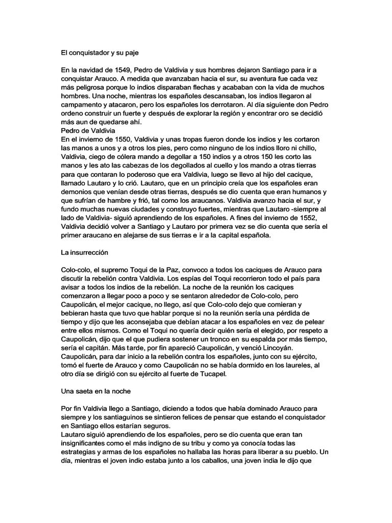 Resumen Del Libro Lautaro Joven Libertador de Arau | PDF | Colonización ...