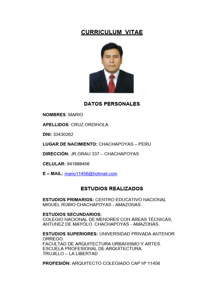 Curriculum Vitae | Descargar gratis PDF | Perú