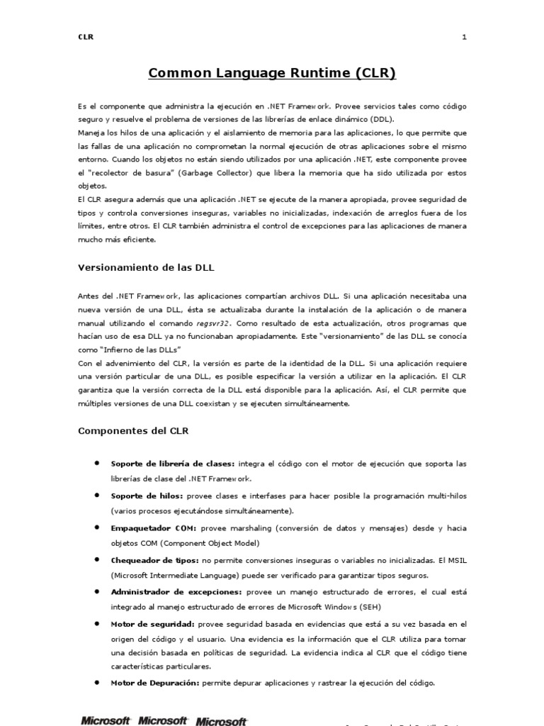 CLR | PDF | .NET Framework | Microsoft Visual Studio