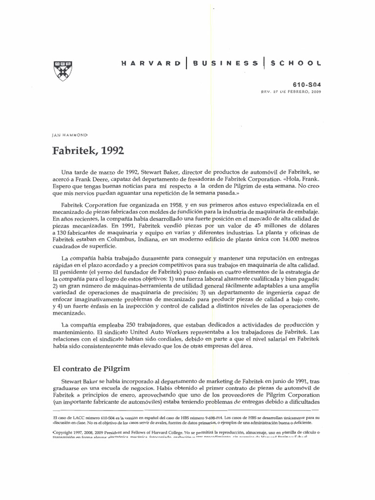 Caso Fabritek | PDF