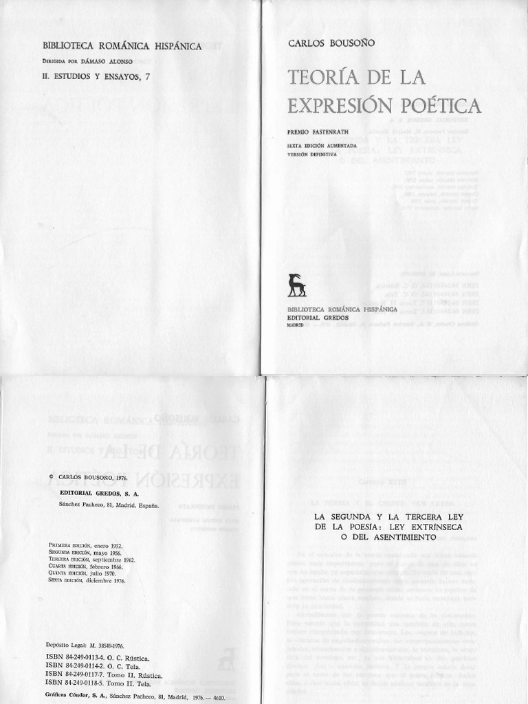 BOUSOÑO, Carlos - Teoría de La Expresión Poética - Cap. XVIII | PDF