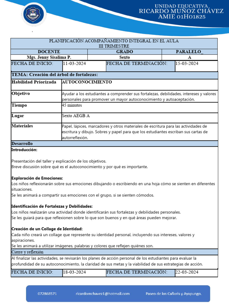 6 to Plan Acompañamiento Integral. Trim III. m | PDF | Las emociones ...