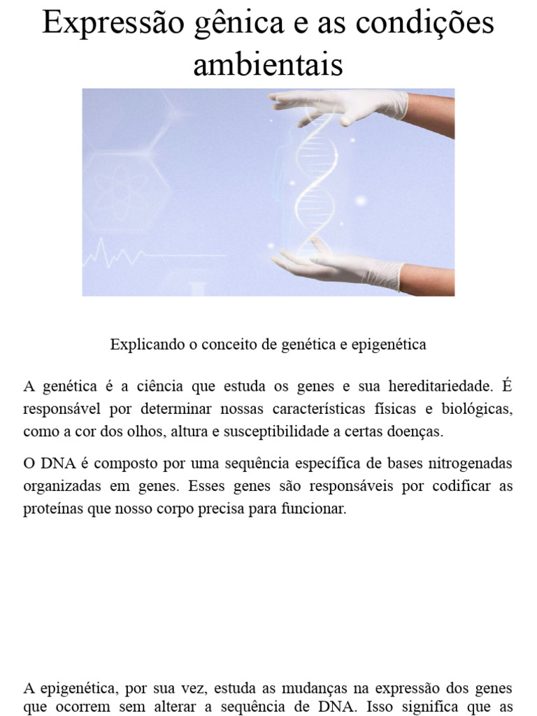Expressão Gênica e As Condições Ambientais 3º ANO 2024 | PDF | Gene ...