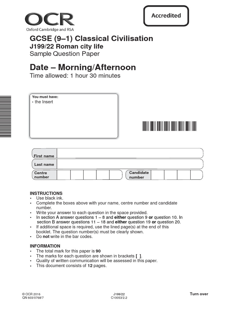 Roman City Life GCSE Sample Paper | PDF | Games & Activities | Foreign ...