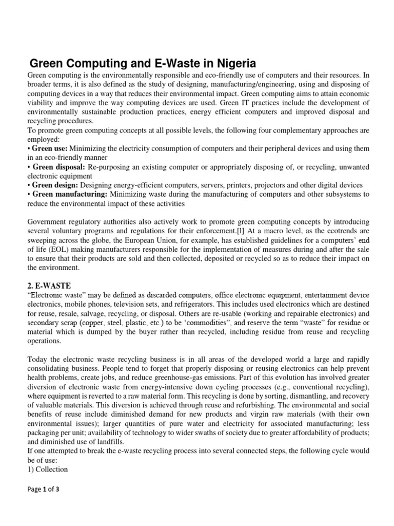 VOLUME 3 Sustainable Computing On Green Computing - 240617 - 155231 | PDF | Electronic Waste ...
