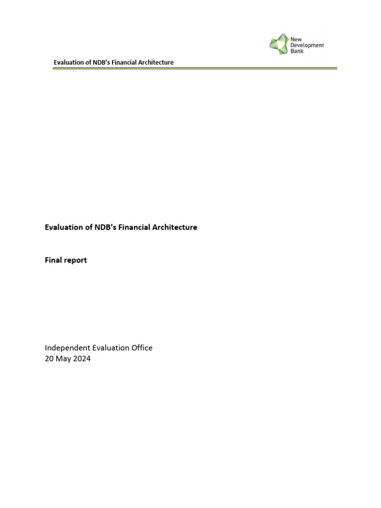 Evaluation NDB Evaluation Architecture - Final Report | PDF | Governance | Banks