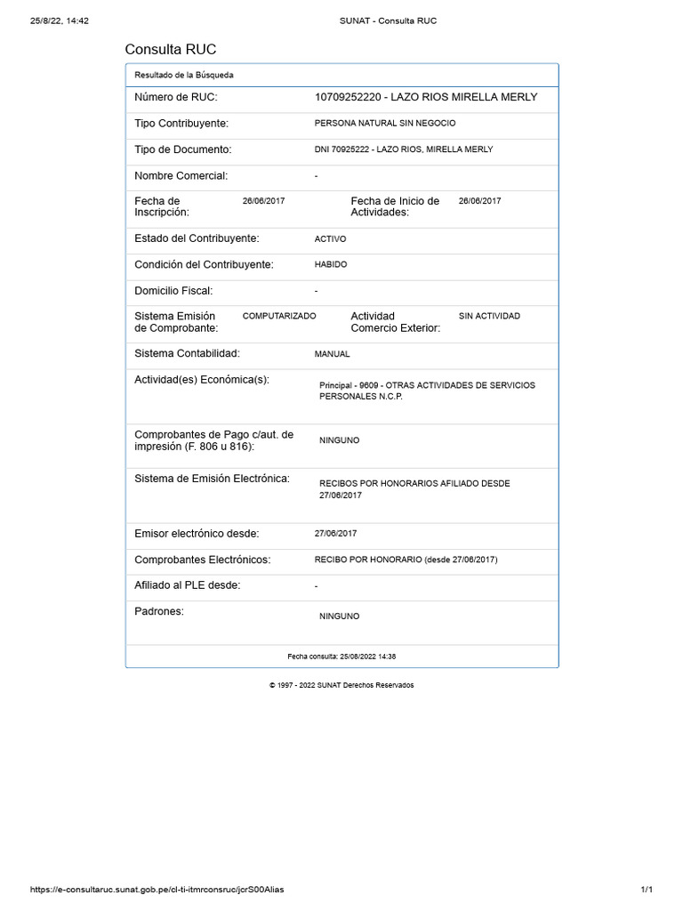 SUNAT - Consulta RUC | PDF | Industrias de servicio | Business