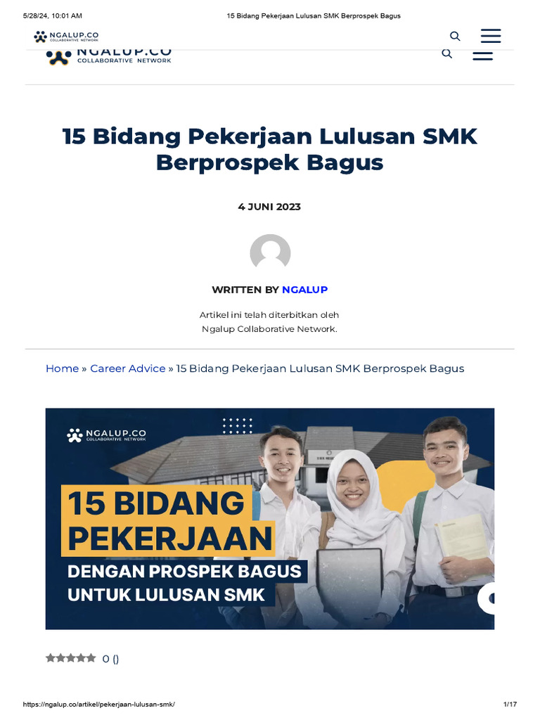 15 Bidang Pekerjaan Lulusan SMK Berprospek Bagus | PDF