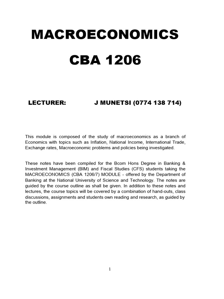Macro Economics Pdf Macroeconomics Gross Domestic Product