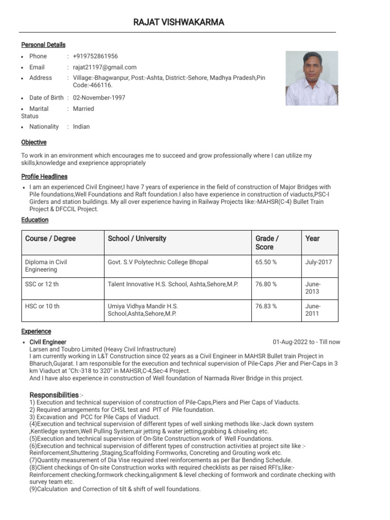 CV Rajat | PDF | Building Engineering | Structural Engineering