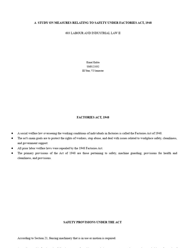 Labour Law Presentaion | PDF | Occupational Safety And Health | Belt ...