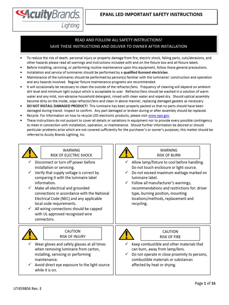 Epanl Instruction Sheet | PDF | Electrostatic Discharge | Lighting