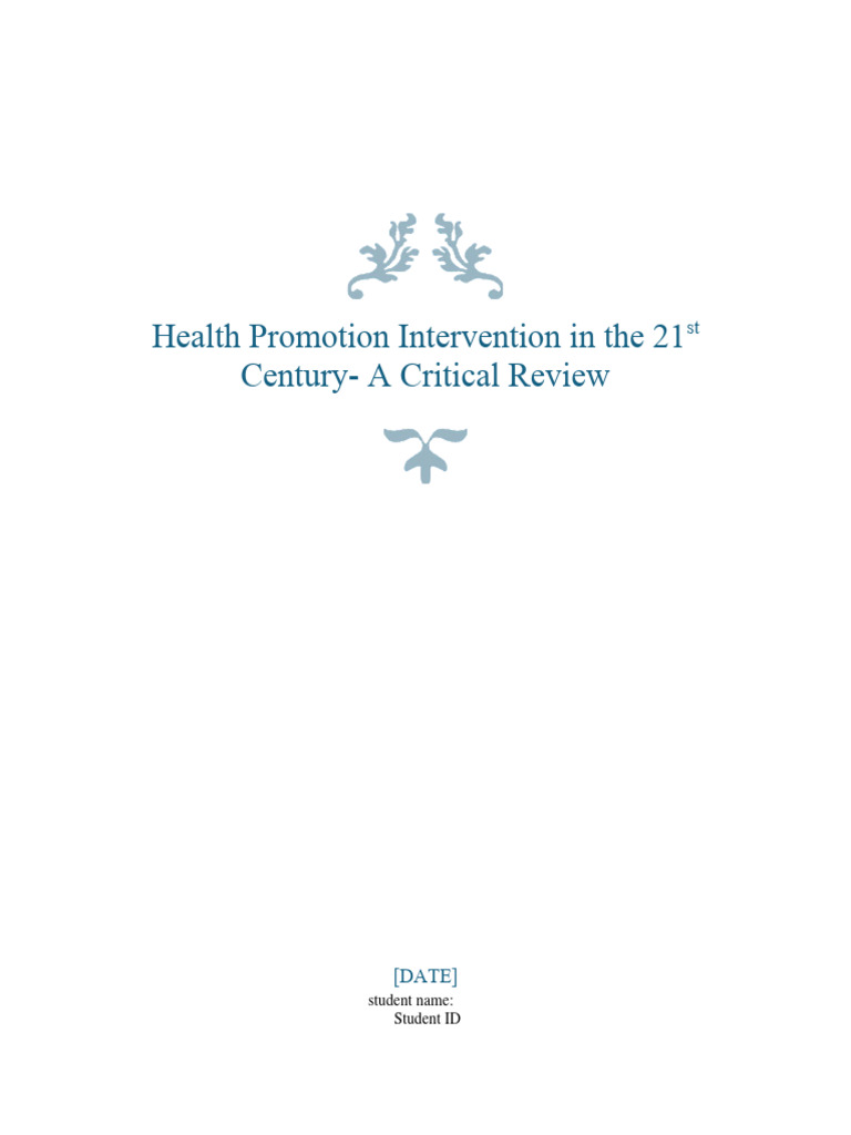 Final Health Promotion Intervention | PDF | Health Equity | Health Care