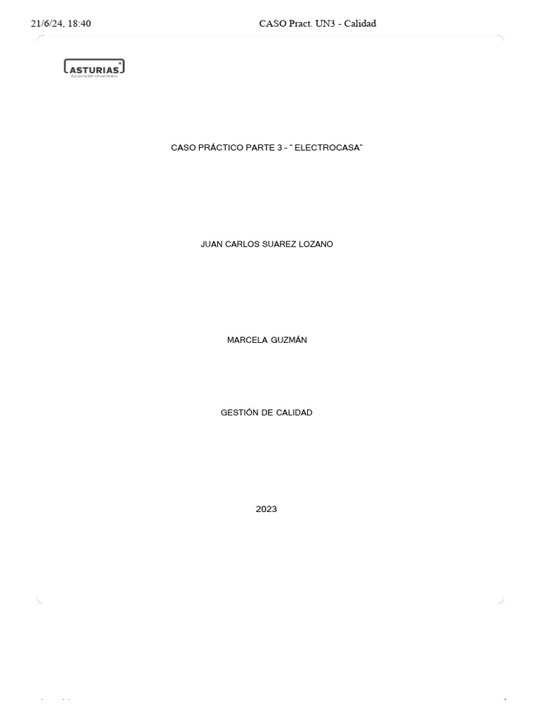 CASO Pract. UN3 - Calidad | PDF | Six Sigma | Calidad (comercial)