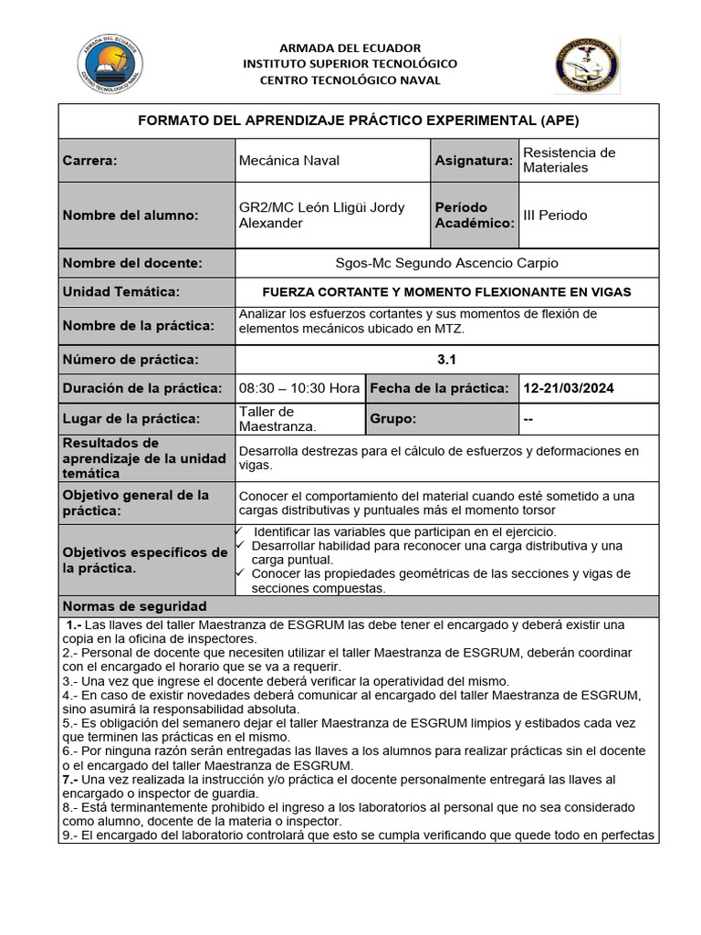 Ape U3 G2 Iii Periodo | PDF | Viga (Estructura) | Doblar