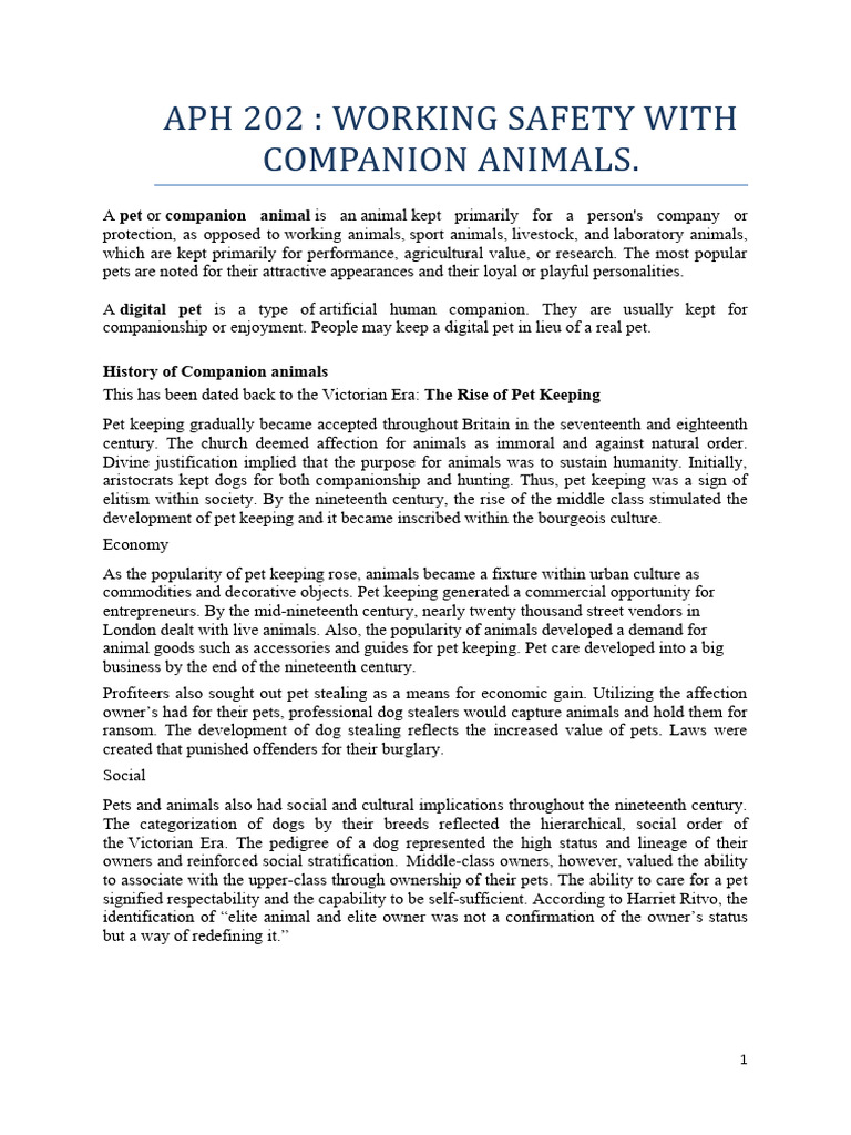 Aph 202 Note | PDF | Pet | Animals And Humans
