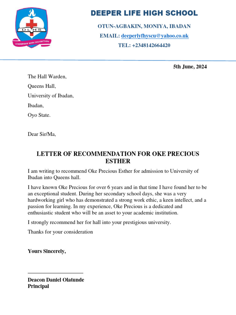 Precious Hall Letter1 | PDF | Self-Improvement