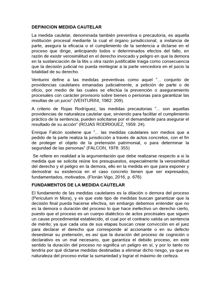 Definicion Medida Cautelar | PDF | Mandato | Justicia