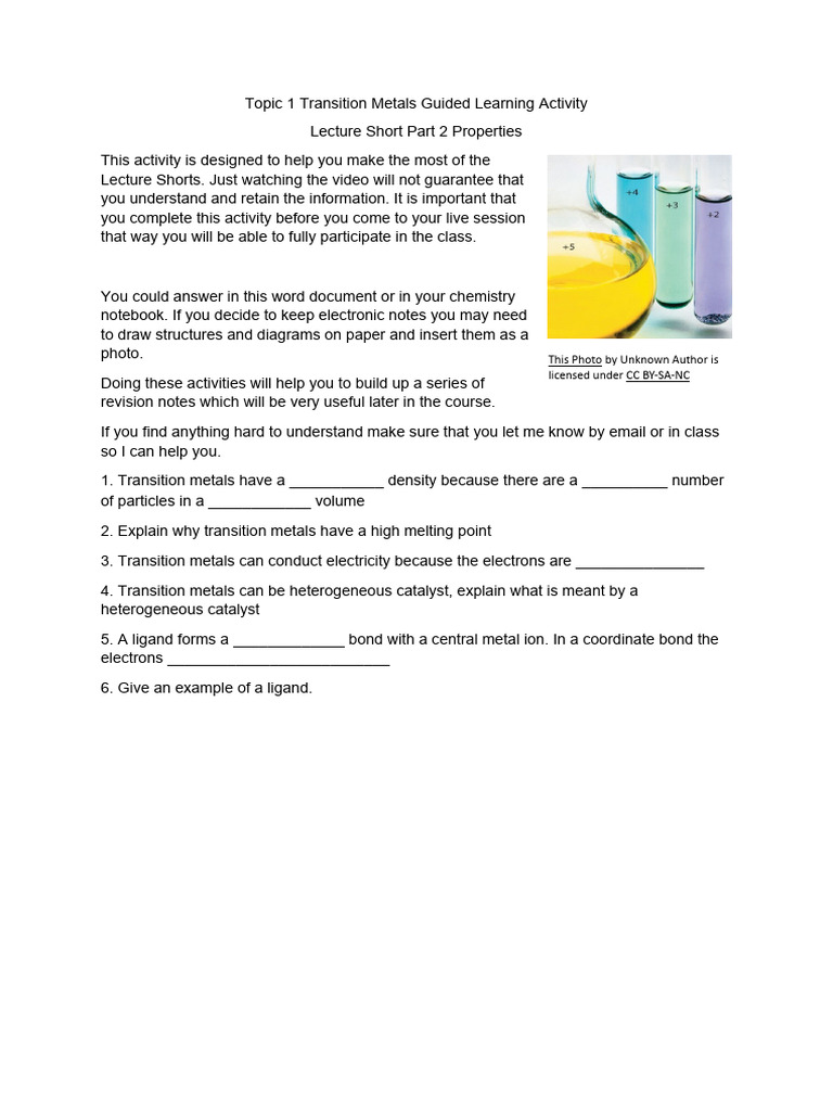 Topic 5 Transition Metals Part 2 | PDF | Computers