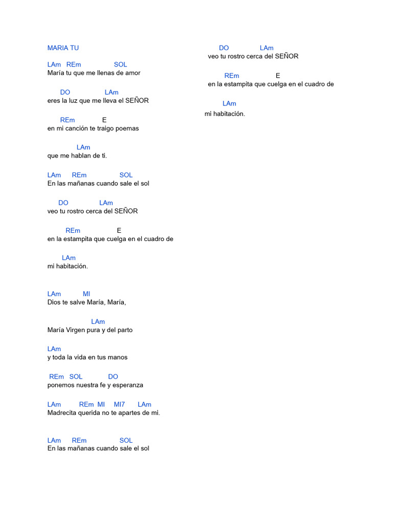 MARIA TU Acordes | PDF