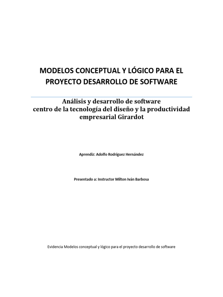 Modelos Conceptual y Lógico para El Proyecto de Software | PDF | Bases de datos | Software