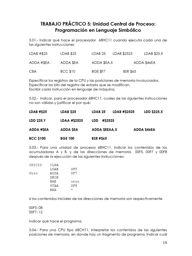 Ejercicios de Programacion Assembler | PDF | Poco | Unidad Central de procesamiento