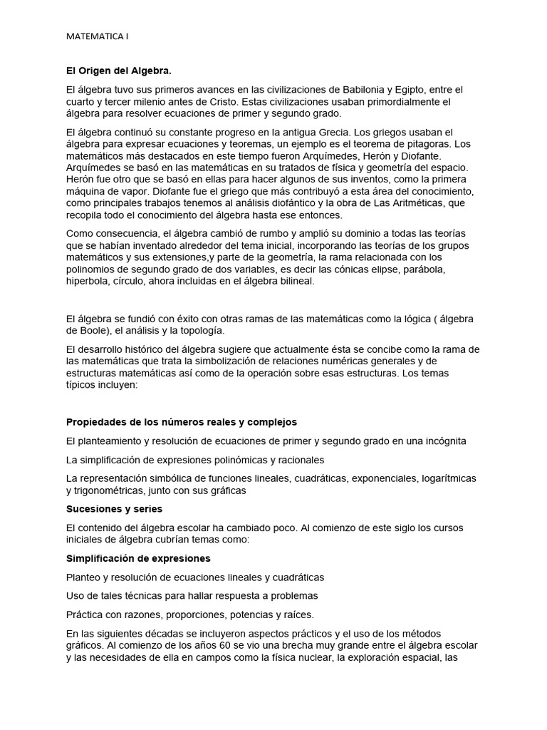 El Origen Del Algebra | PDF | Álgebra | Ecuaciones