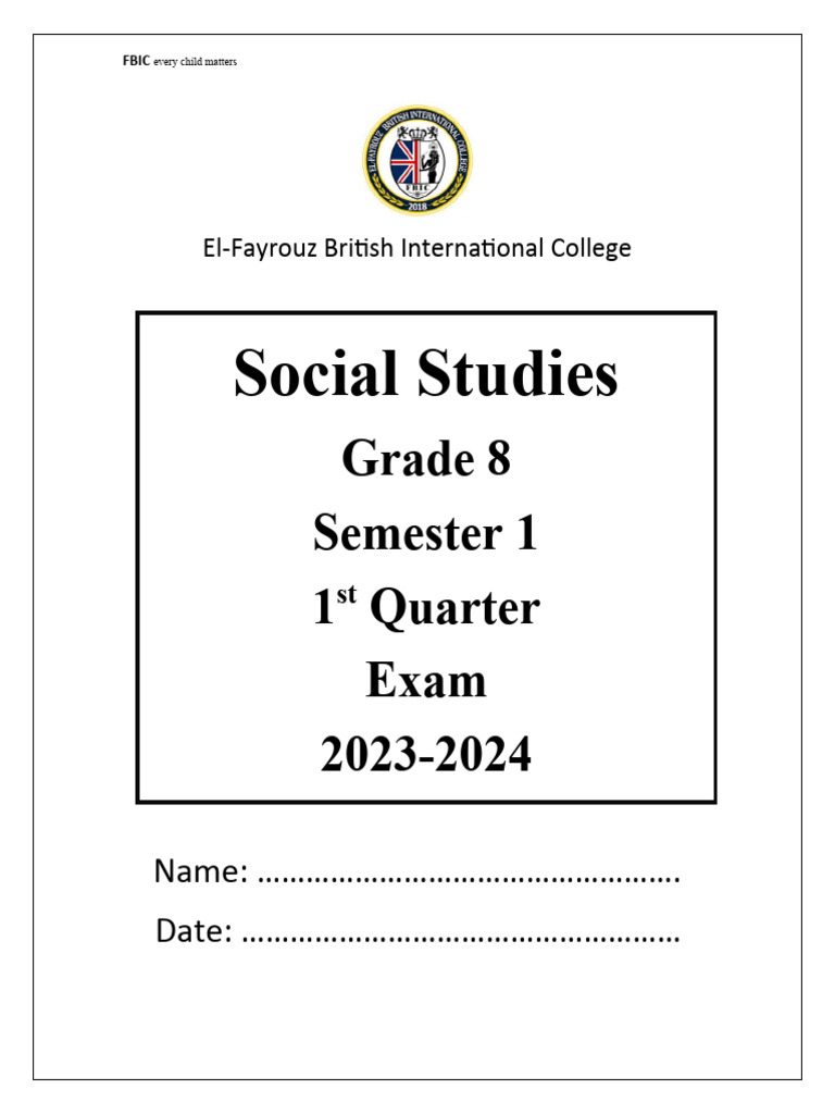 Grade 8 Social Studies Exam 2023-2024 | PDF | Games & Activities