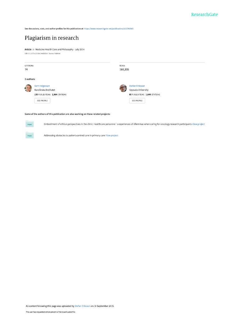 Plagiarism in research | PDF | Plagiarism | Copyright