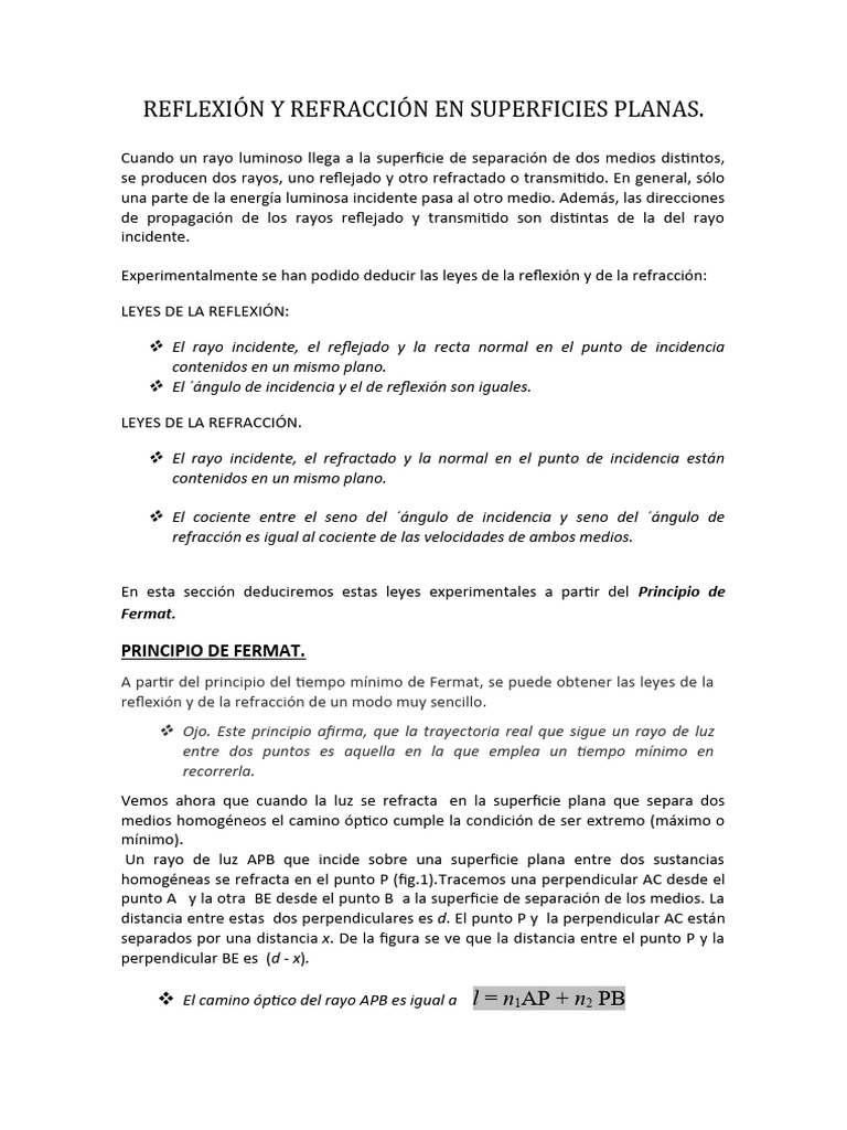 Reflexión y Refracción para 2 | PDF | Refracción | Ligero