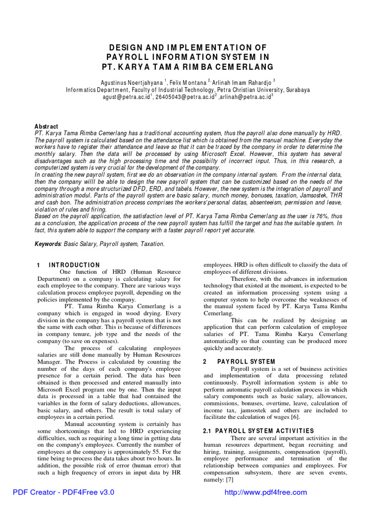 Computerized Payroll System Design | PDF | Employment | Salary
