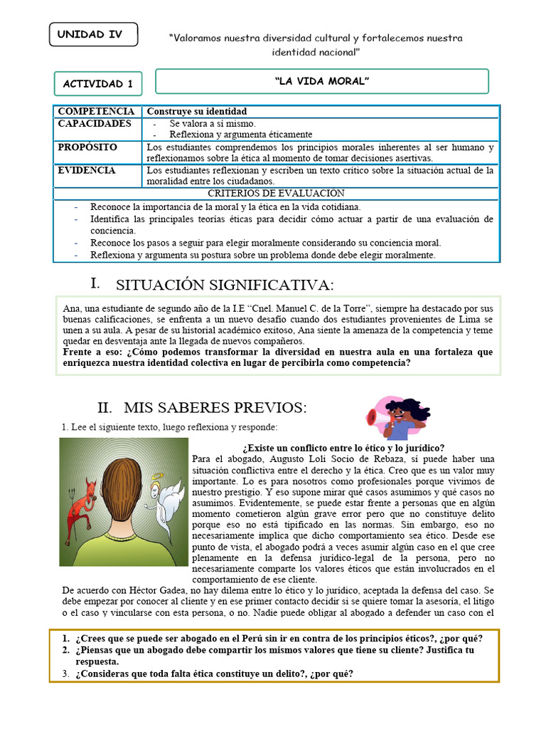 2° DPCC - Actv.01-Uni.4 2024 | PDF | Moralidad | Felicidad