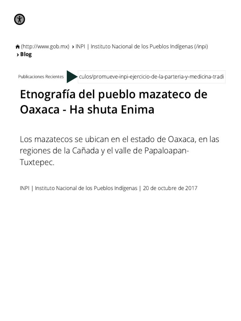Etnografía Del Pueblo Mazateco de Oaxaca - Ha Shuta Enima - INPI - Instituto Nacional de Los ...