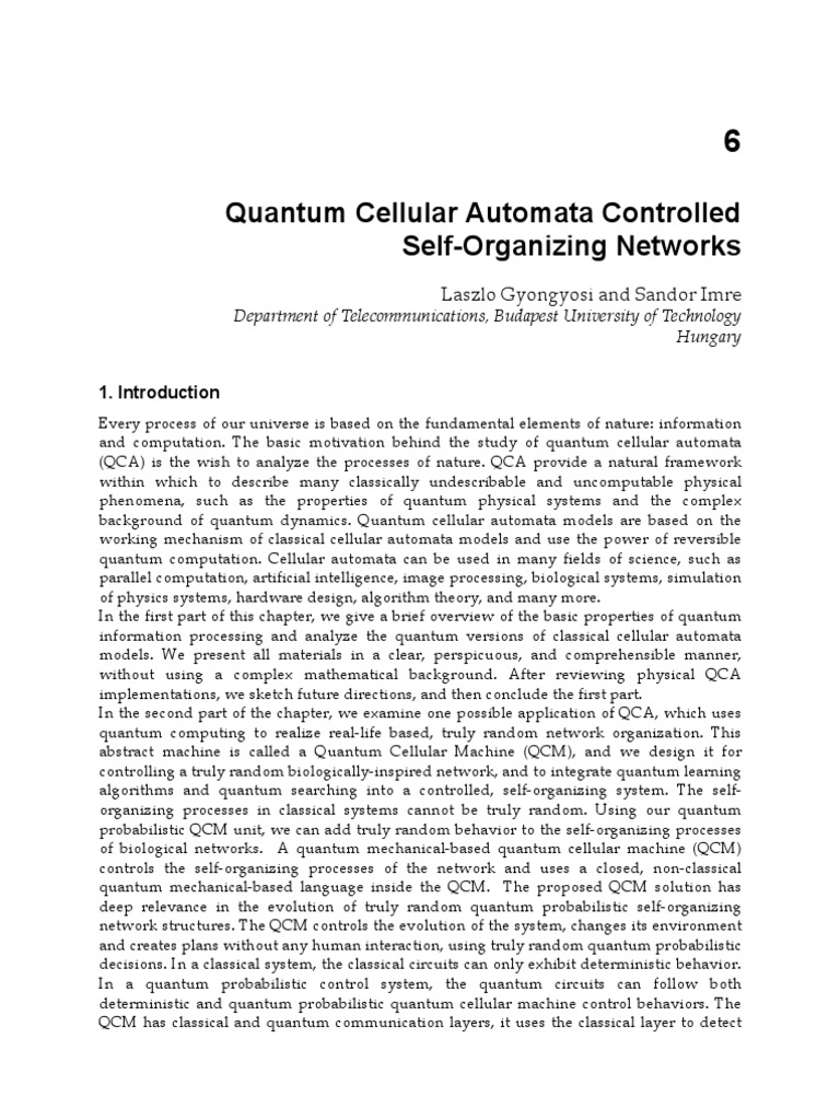 InTech-Quantum Cellular Automata Controlled Self Organizing Networks | PDF | Quantum Mechanics ...