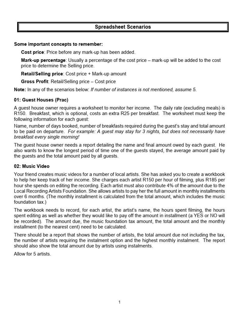 A09 2023 101 Spreadsheet Scenarios | PDF | Value Added Tax | Scarf