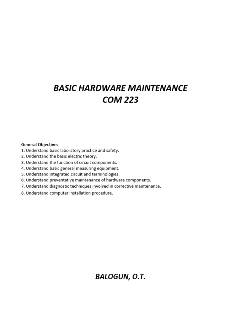 COM 223 Lecture Note 1 | PDF | Capacitor | Electronic Circuits