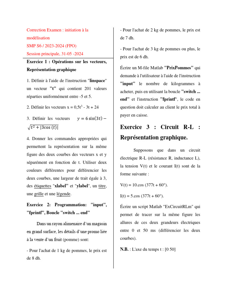 Correction Examen | PDF | Méthodes et références pédagogiques | Sciences et mathématiques