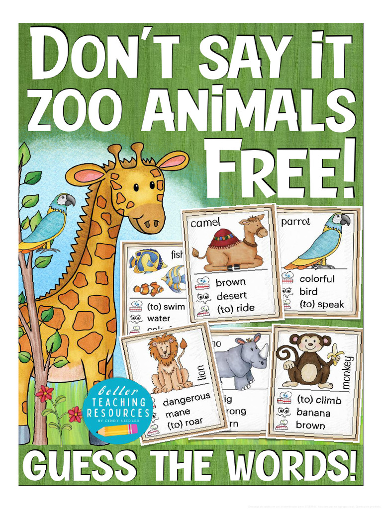 Don T Say It! Zoo Animals FREEBIE English - ESL FR | PDF | Zoology