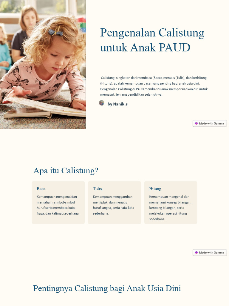 Pengenalan Calistung untuk Anak PAUD | PDF