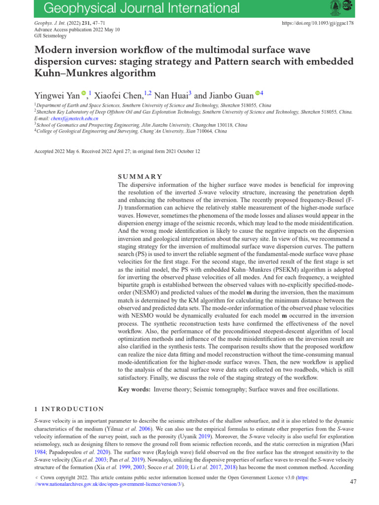 Modern Inversion Workflow Of The Multimodal Surface Wave Dispersion Curves Staging Strategy And