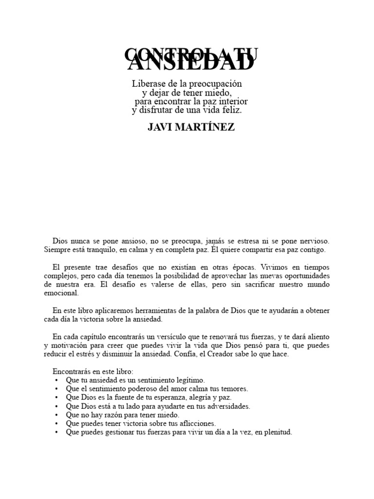 Contola Tu Ansiedad y Tu Estrés Javi Martínez | PDF | Amor | Ansiedad